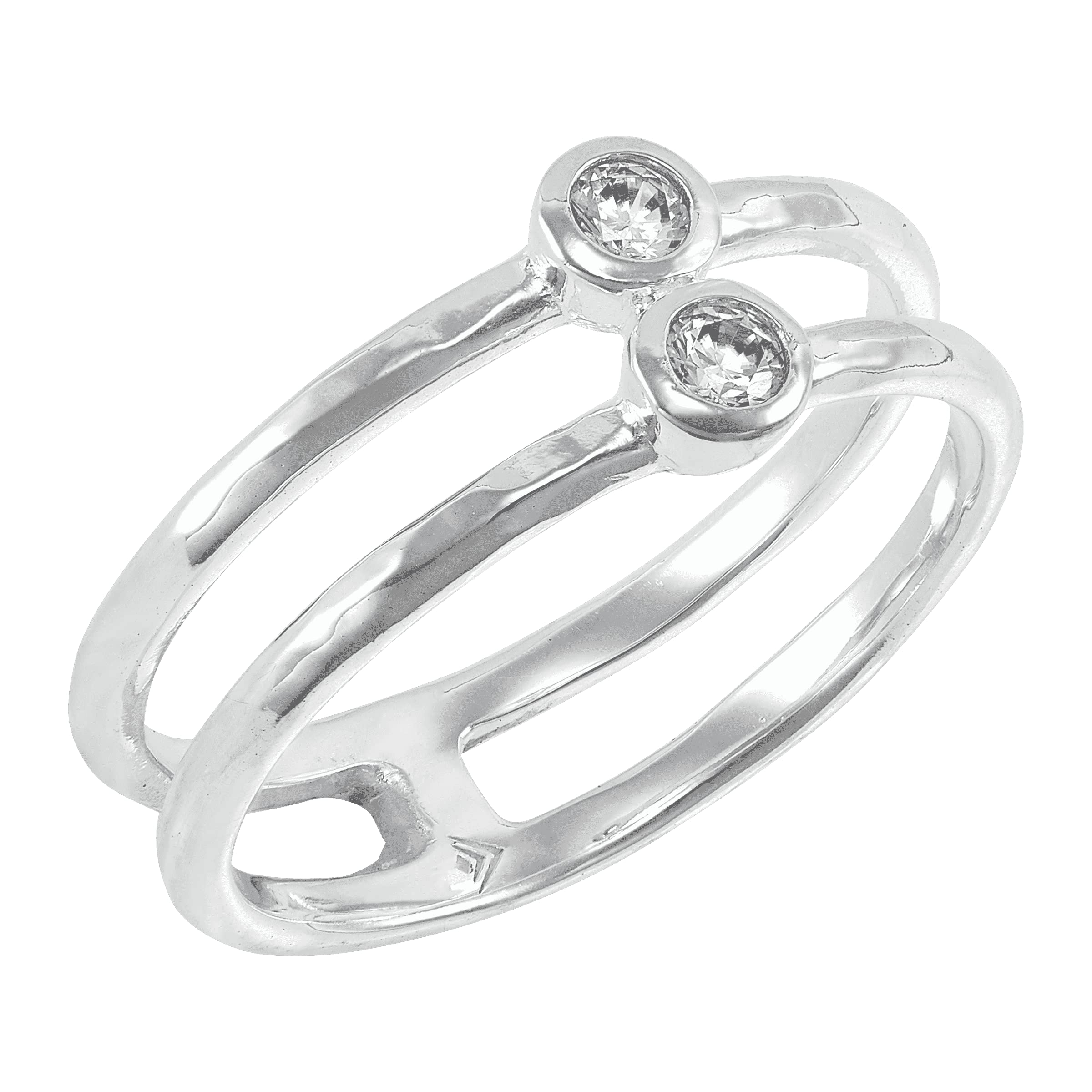 Silpada 'Double Band Marvel' Cubic Zirconia Ring in Sterling Silver, Size 8, Size 8