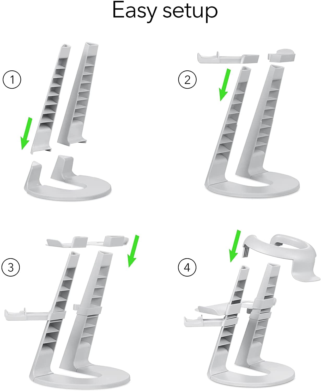 Wasserstein VR Headset Stand Controllers Holder Gaming Accessories Compatible with Meta/Oculus Quest , Quest 2, and Rift S (White)