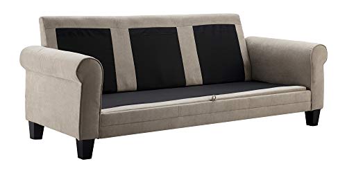 Serta Copenhagen 2 Two or Three Person Living Room Couch with Soft Foam-Filled Cushions, Easy-to-Clean Microfiber Upholstery, 77" Sofa with Storage, Beige