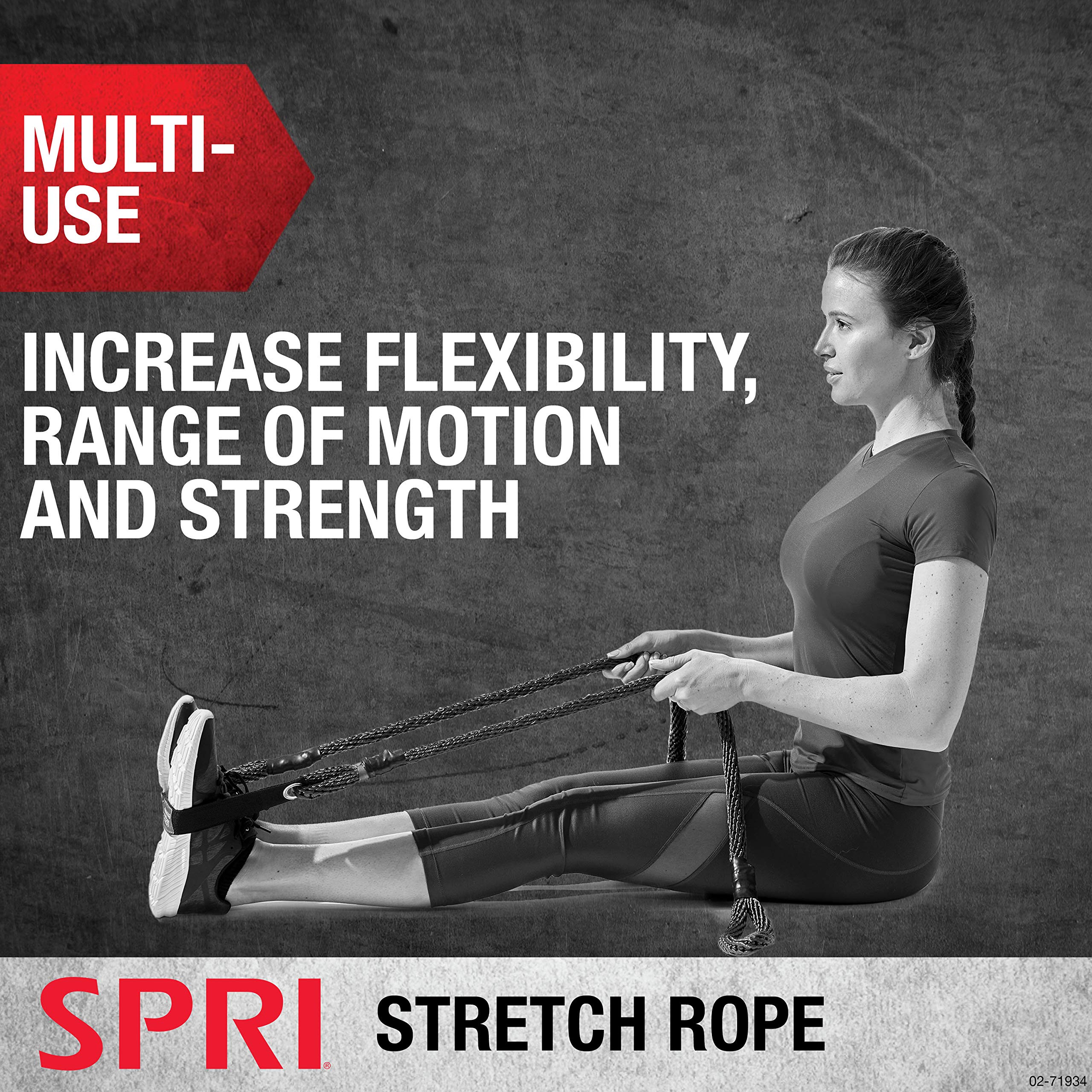 SPRI Stretch Rope - 9ft Stretching Strap Foot Hand Loops for Yoga, Pilates, Exercise/Fitness, Physical Therapy, Dance, Gymnastics, Hamstring Stretcher, Blue