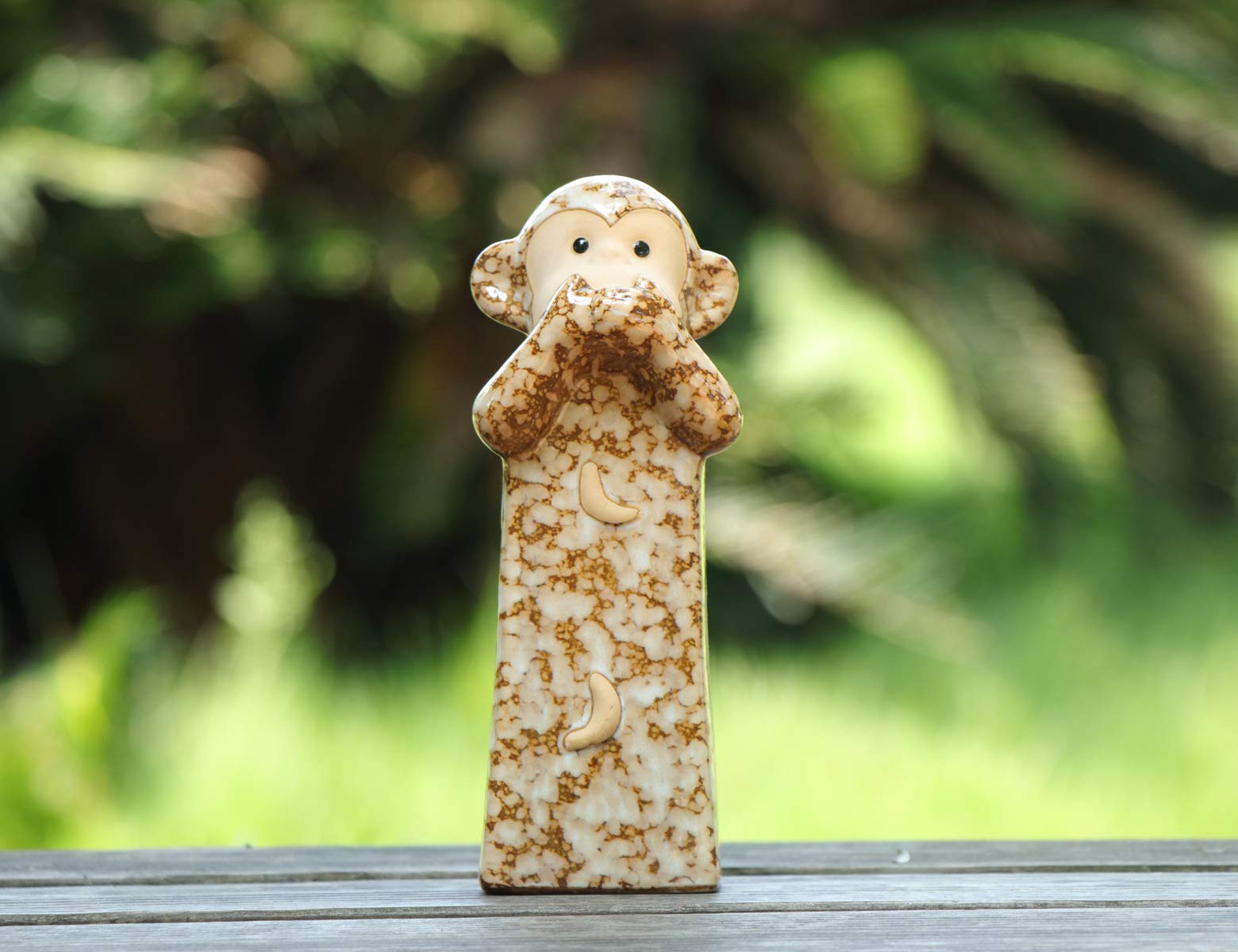 Rmdusk Hear See Speak No Evil Monkey Figurines, Ceramic Animal Statues Sculptures, Home Garden Décor Gift (Set of 3)