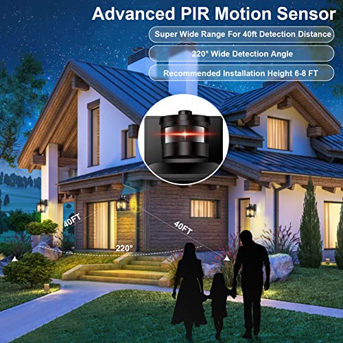 XANGQAN 2 Pack Motion Sensor Outdoor Wall Lights, Dusk to Dawn Lighting, Led Exterior Light Fixture, Anti-Rust Lantern for Front Porch, Waterproof Black Outdoor Wall Sconce for House Garage Patio
