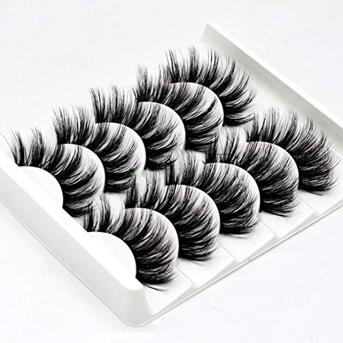 RN BEAUTY 5 Pairs 3D False Eyelashes Handmade Ultra Light Synthetic Fibers 3D Mink Fake Eyelashes Reusable Soft Nature Fluffy Wispies Long Lashes With Volume Makeup Eye Lash Extension Set (3D-B)