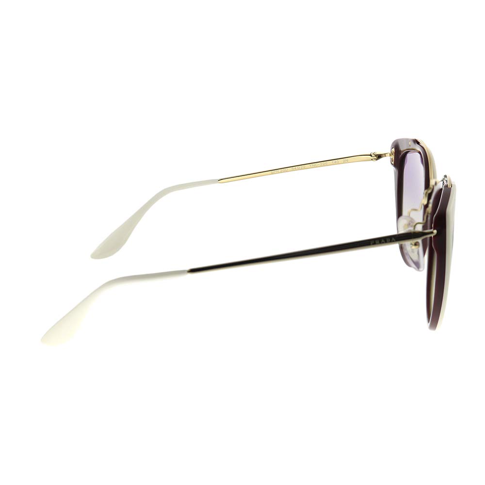 Prada Conceptual PR 20US YNC226 Gold Ivory Bordeaux Plastic Cat-Eye Sunglasses Violet Gradient Lens