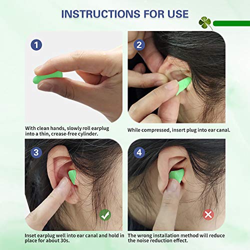 PROHEAR Foam Earplugs 80 Pairs, Ultra Soft Sleeping Ear Plugs Upgraded SNR 38dB Noise Reduction Hearing Protection, Easy Usuable Ear Plugs for Sound Blocking Sleeping, Snoring, School Library (Green)