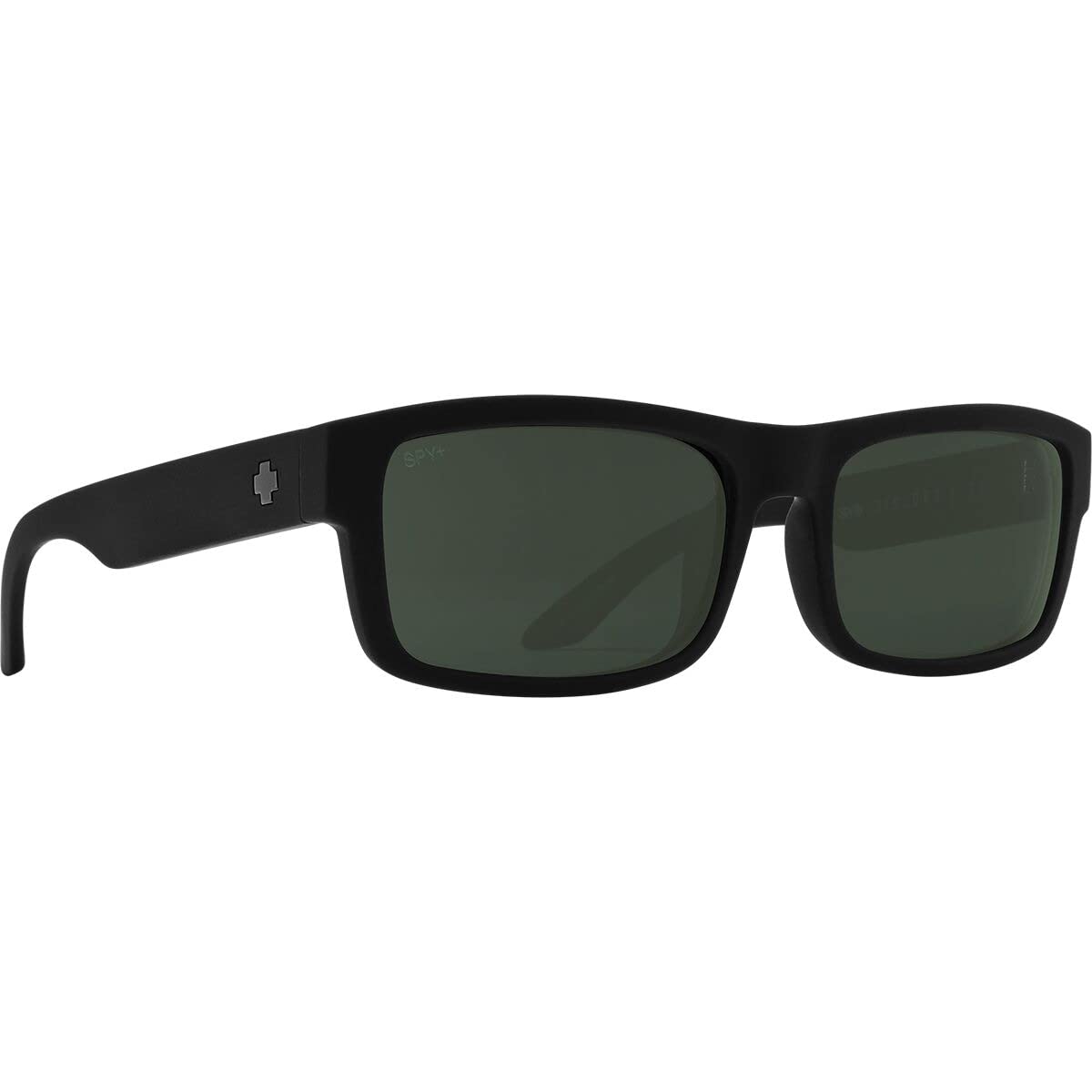 SPY Optic Discord Lite, Square Sunglasses, Color and Contrast Enhancing Lenses (Soft Matte Black, Happy Polarized Gray Green Lenses)