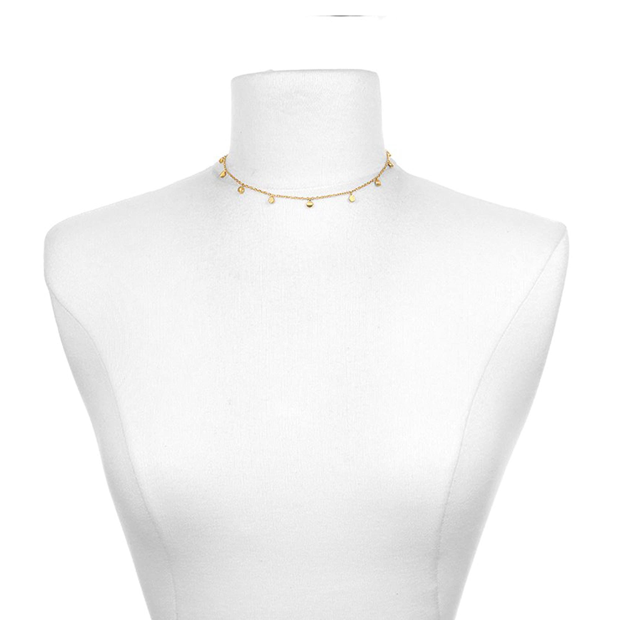 Satya Jewelry 18K Yellow Gold Plated Moon Phase Choker Women's Necklace, 14" with 2" Extension