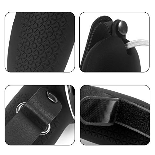 S-YUWEN New 3in1 Touch Controller Silicone Grip Ring Cover+Adjustable Hand Strap+Thumb Caps for Oculus Quest 2 VR Protective Accessories,Black