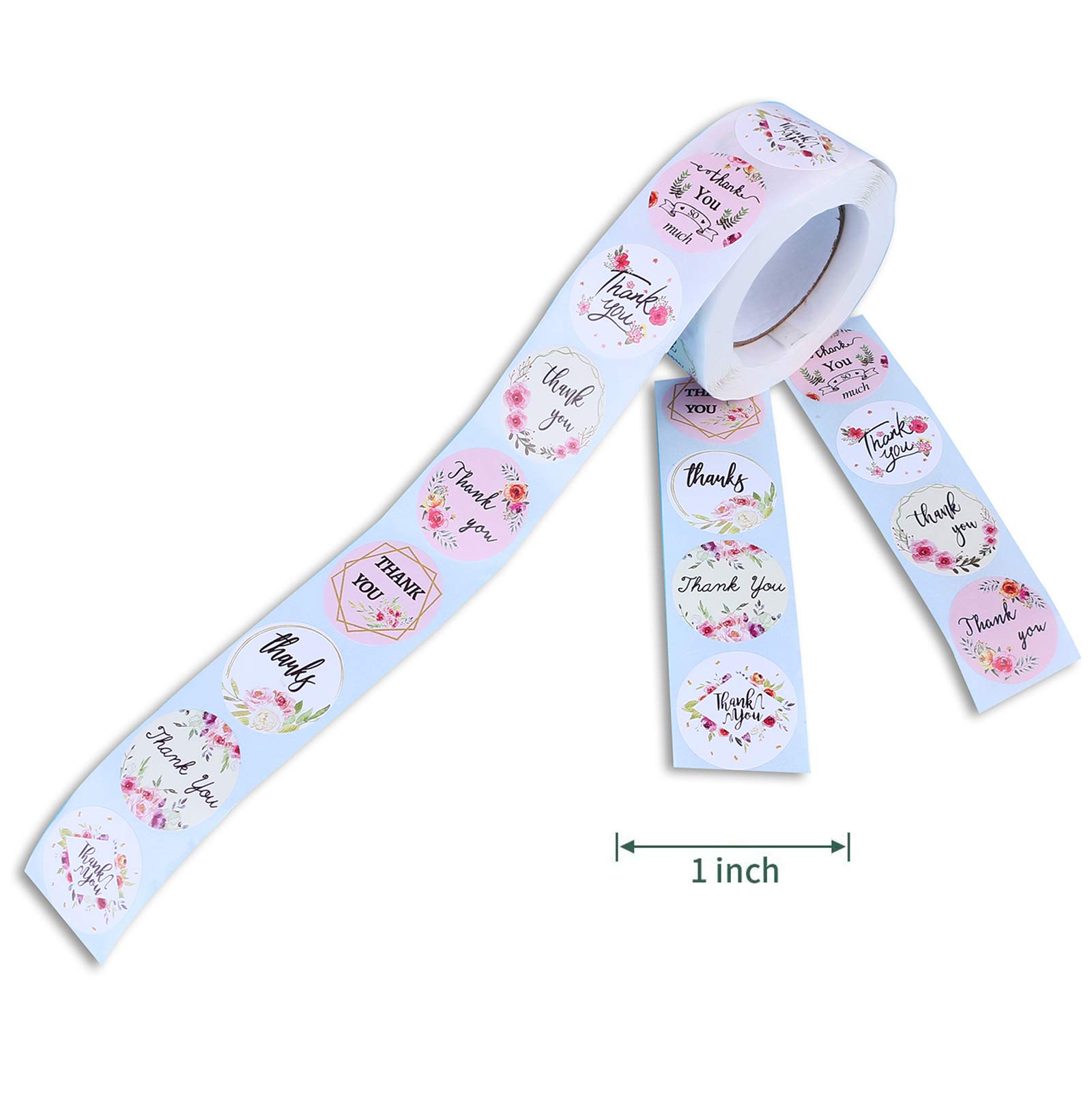 Thank You Sticker roll 16 Design 1 inch 1000 Round Small Business Sticker Label for Envelope Gift Bag Packaging Boutique, 2 Packs per Pack