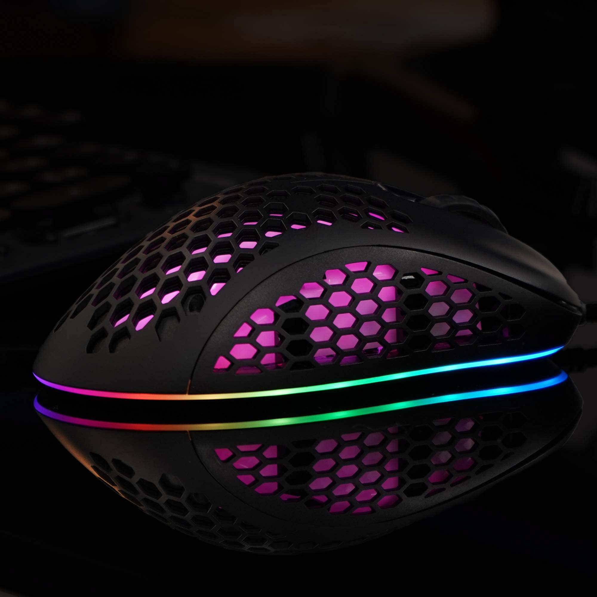 Projects Gaming S 001, 16000 DPI, PMW 3389, RGB, 2.22 oz (63g), Ergonomic, 7 Buttons, Lightweight Honeycomb Shell Wired Gaming Mouse