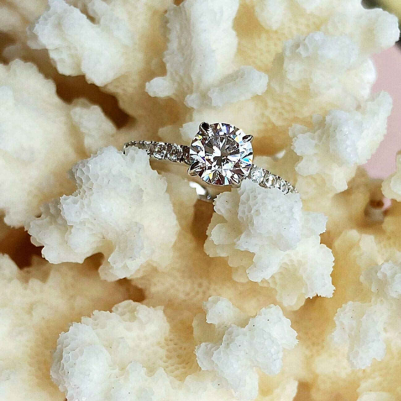 Silver 1.0 Ct Round Bridal Ring Petite Cz Accented Halo Ring Cathedral Engagement Anniversary Solitaire (6)
