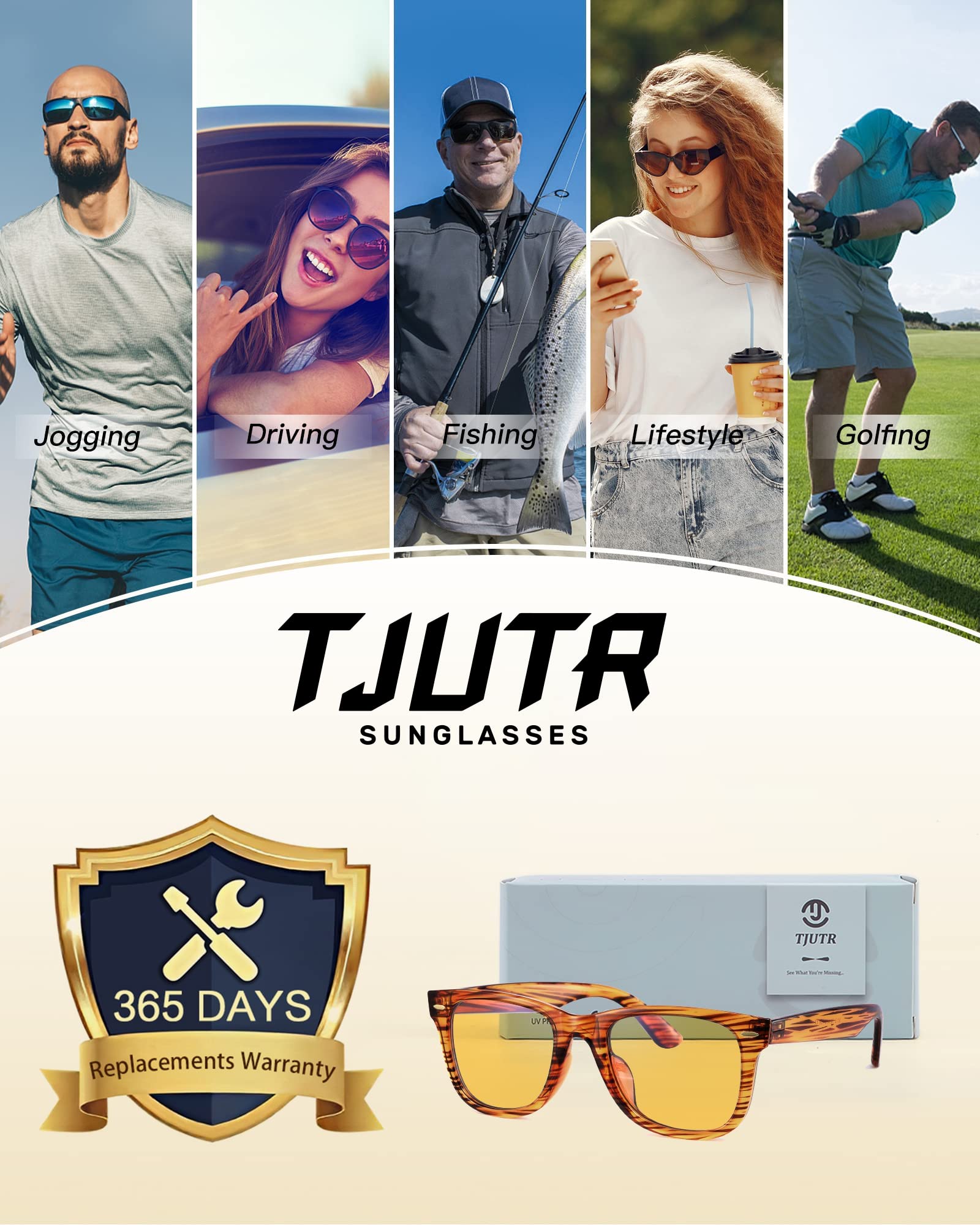 TJUTR Photochromic Sunglasses for Men Women, Polycarbonate Lens & AR Coating, UV400 Transition Blue Light Blocking Glasses