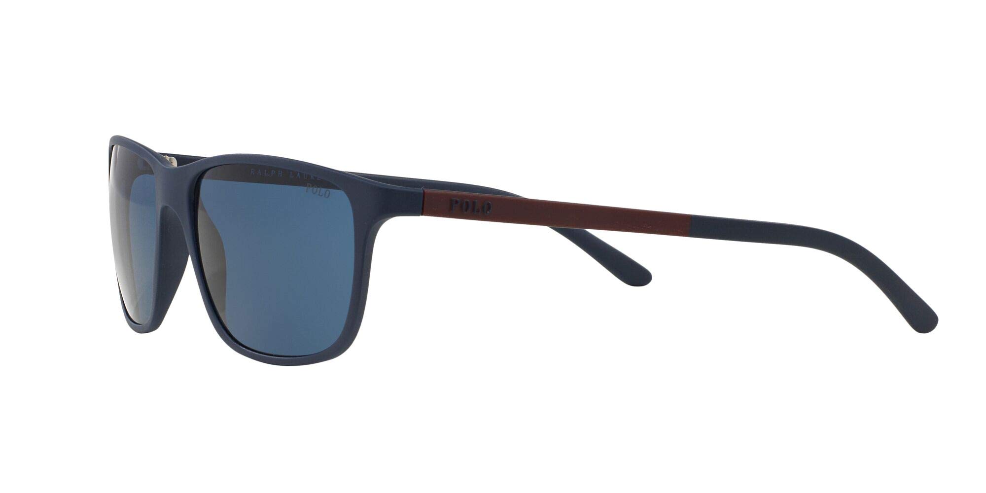 Polo Ralph Lauren Men's PH4092 Square Sunglasses, Matte Blue/Dark Blue, 58 mm