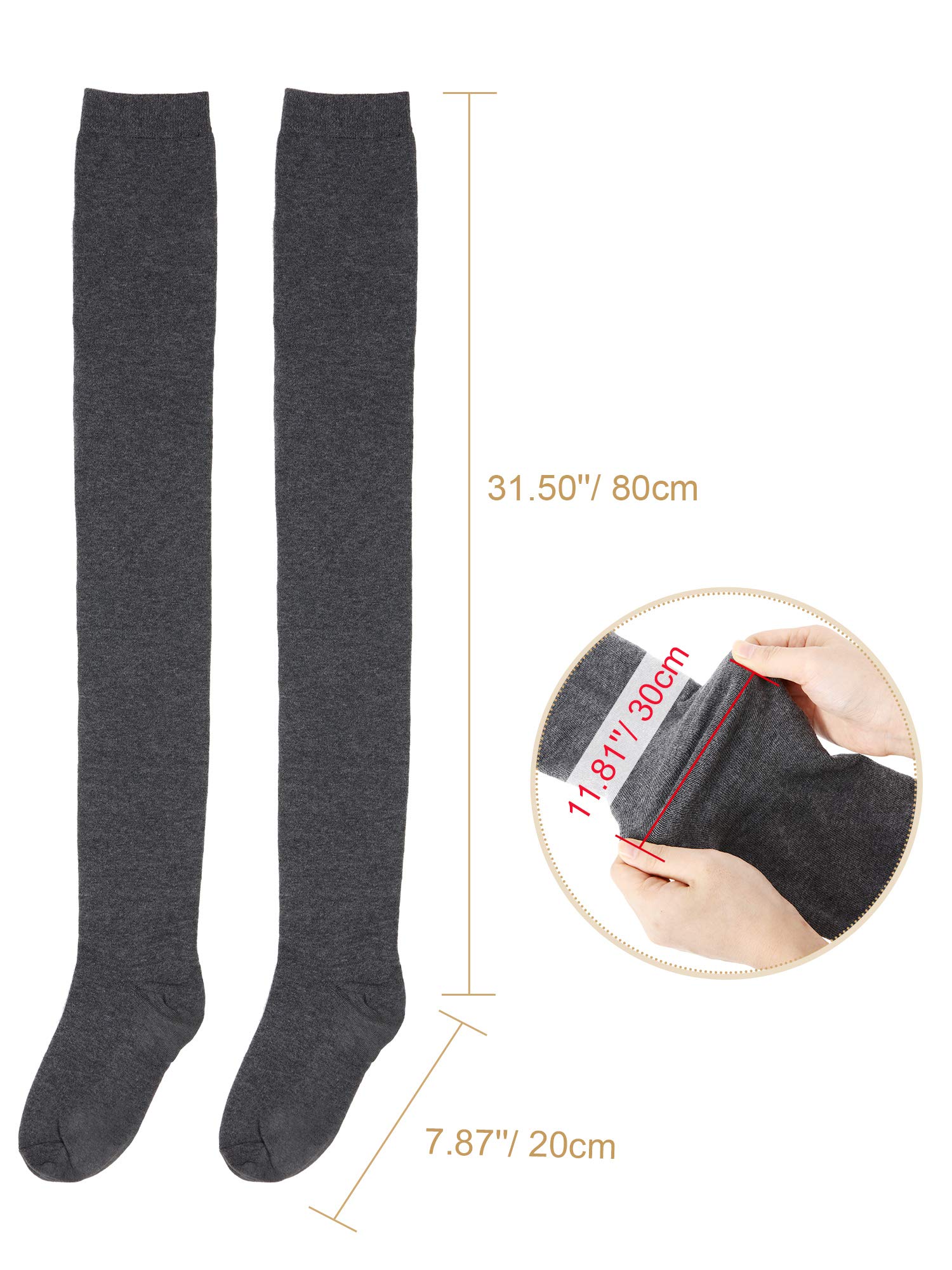 SATINIOR Extra Long Socks Thigh High Cotton Socks Extra Long Boot Stockings for Women