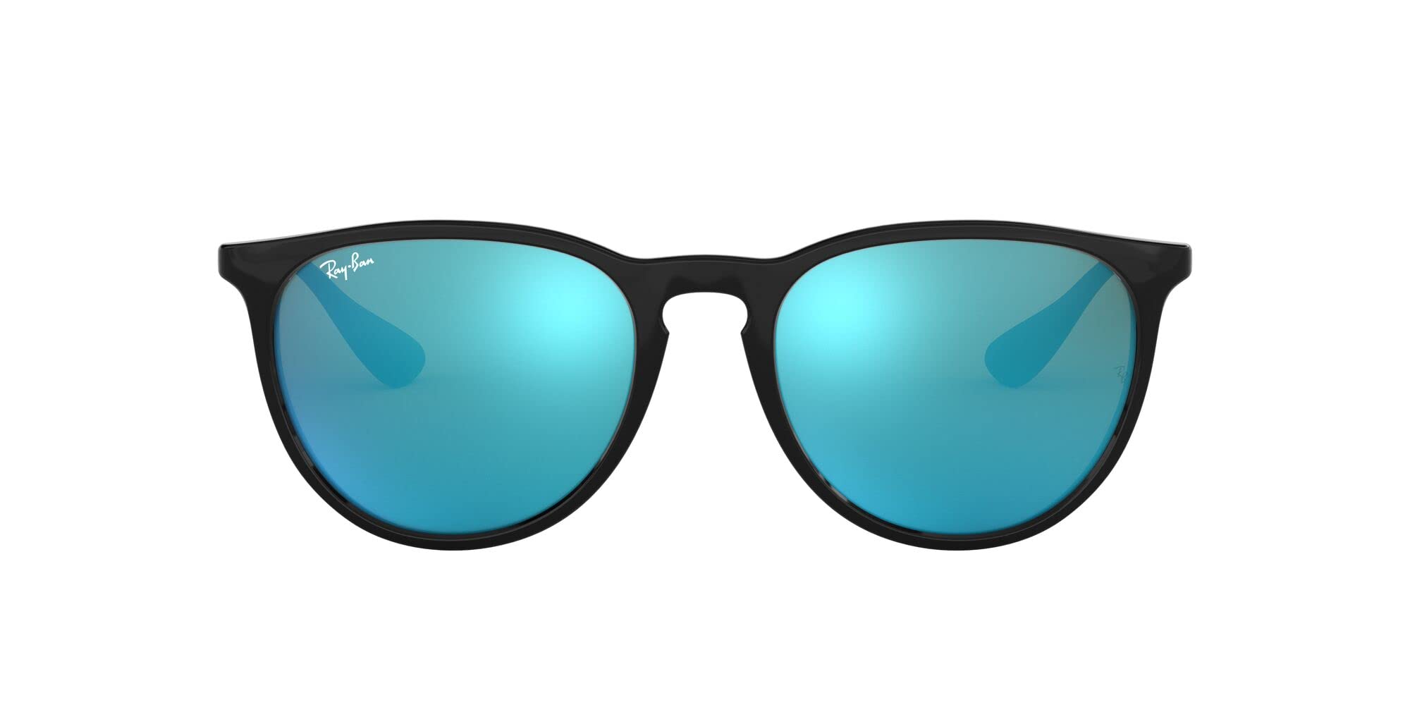 Ray-Ban RB4171 Erika Round Sunglasses, Black/Light Brown Mirrored Gold, 54 mm
