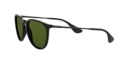 Ray-Ban RB4171 Erika Round Sunglasses, Black/Polarized Green, 54 mm