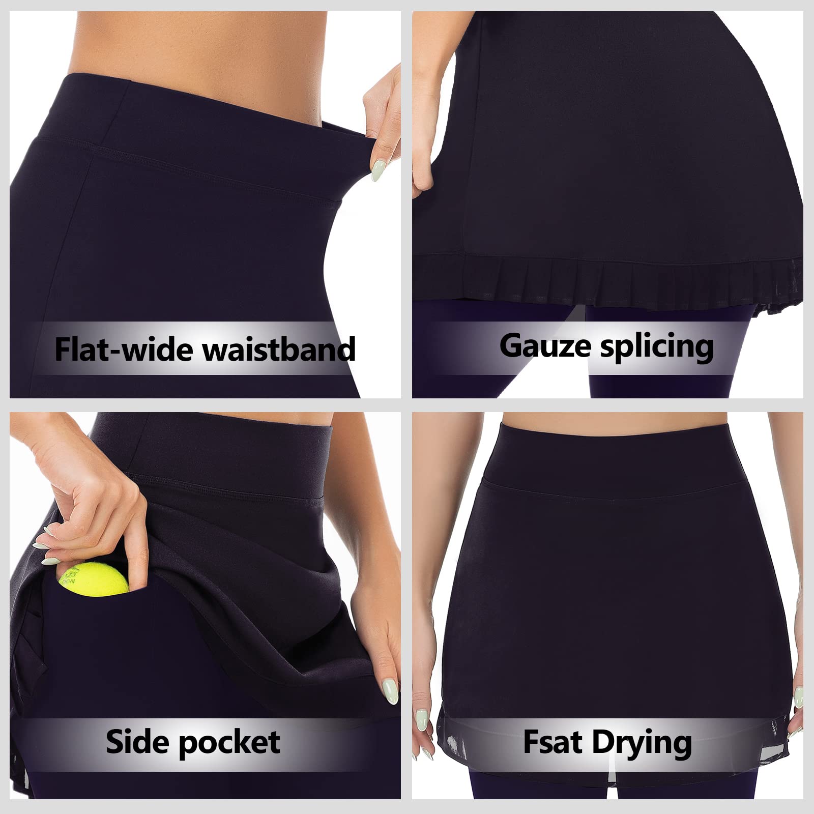 WOWENY Skirted leggings Athletic Golf Leggings with Attached Skirt Skorts Skirts with Capri Leggings Workout