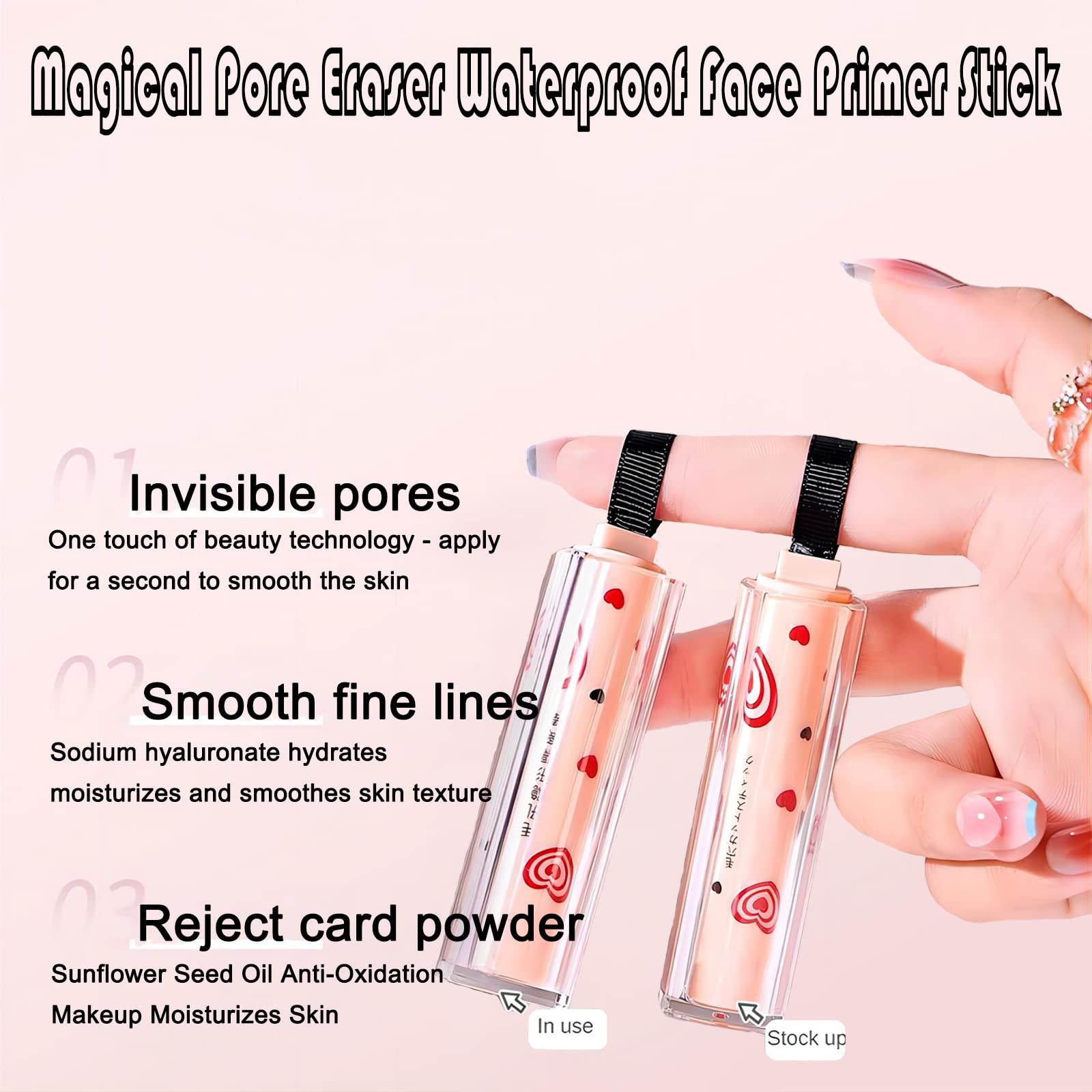 VingTank Magical Pore Eraser Waterproof Face Primer Stick,Matte Priming Makeup Blur Stick Invisible Pore Primer Stick,Magical Pore Eraser Waterproof Face Primer Stick (3PCS)