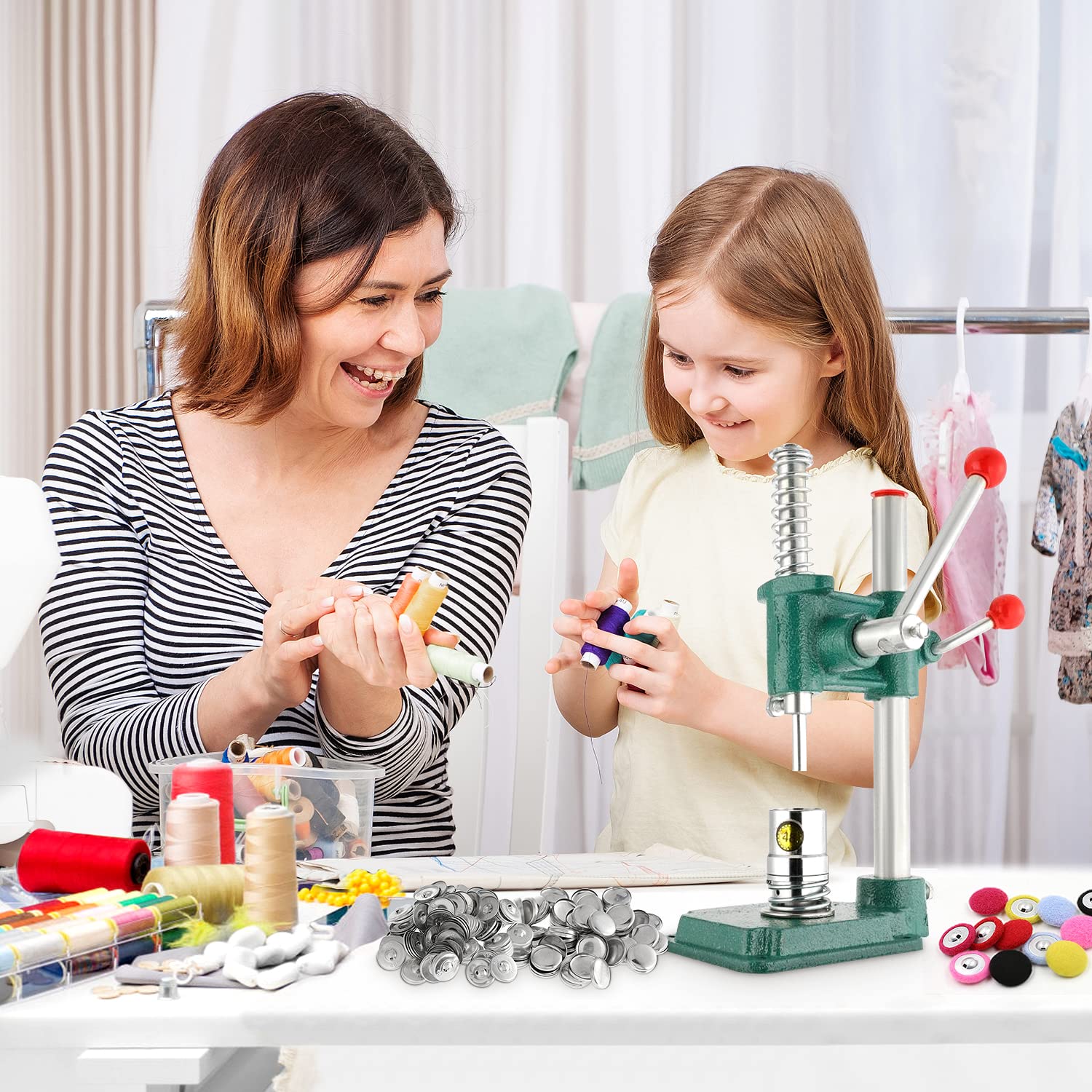 POWLAB Fabric Button Maker Machine,Button Maker Handmade Fabric Covered Button DIY Tool