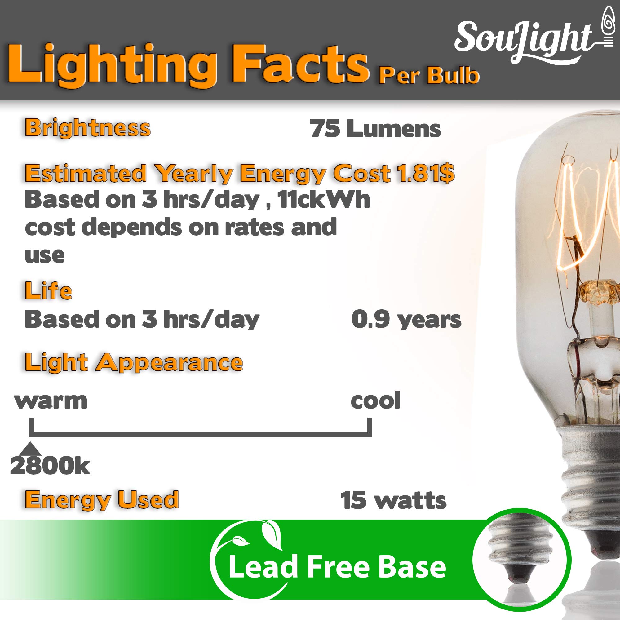 Salt Rock Lamp Bulb 8 Pack 15 Watt Replacement Bulbs for Himalayan Salt Lamps & Baskets, Scentsy Plug-in & Wax Warmers, Night Lights. T20 E12 Socket with Candelabra Base, Clear