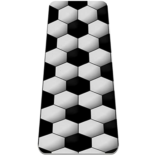 Yoga Mat, Yoga Mats for Home Workout, Workout Mat, Exercise Mats, Pilates Mat, black white geometric hexagon grid pattern