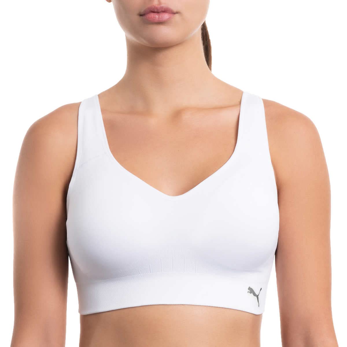 PUMA Women’s Seamless Convertible Sports Bra, 2-Pack White/Pink