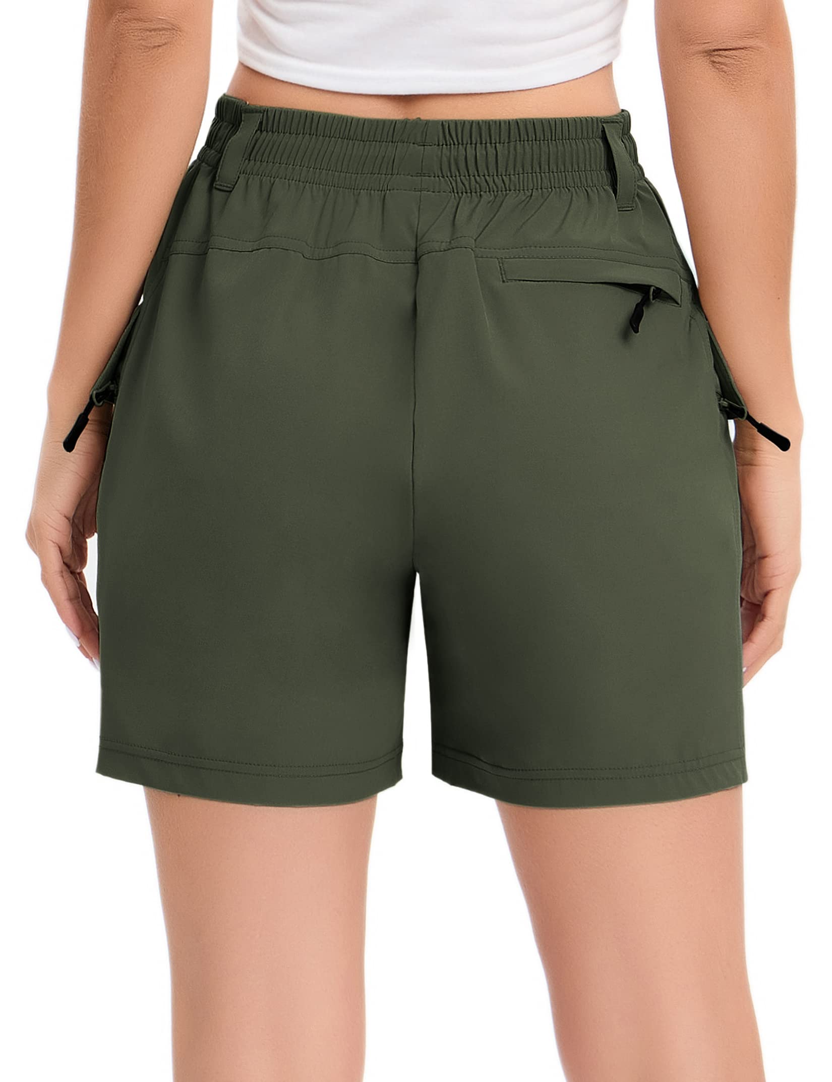 Women's 5" / 7" Hiking Shorts with Cargo Pockets Quick Dry Lightweight Athletic Shorts for Summer Casual Army Green