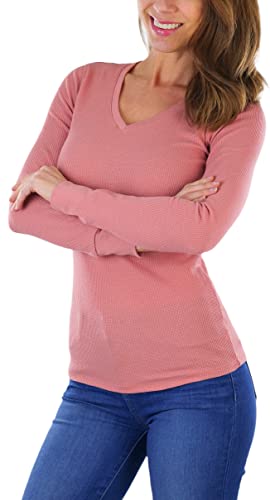 ToBeInStyle Junior Women's Slim Fit Long Sleeve Thermal - Pink - Medium