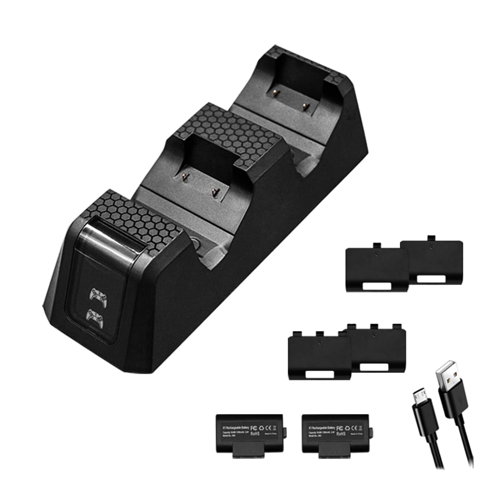 uowlbear Controller Charger with 2 Rechargeable Battery for Xbox One Controller, 1200mAh Battery with dedicated back covers for Xbox Series x/s, Xbox One, Xbox One S, One X, Xbox One Elite Controller
