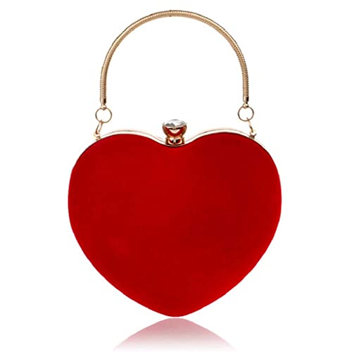 XJJZS Women Heart Shaped Handbag Mini Clutch Chain Purse Chic Shoulder Bag Evening Tote (Color : A)