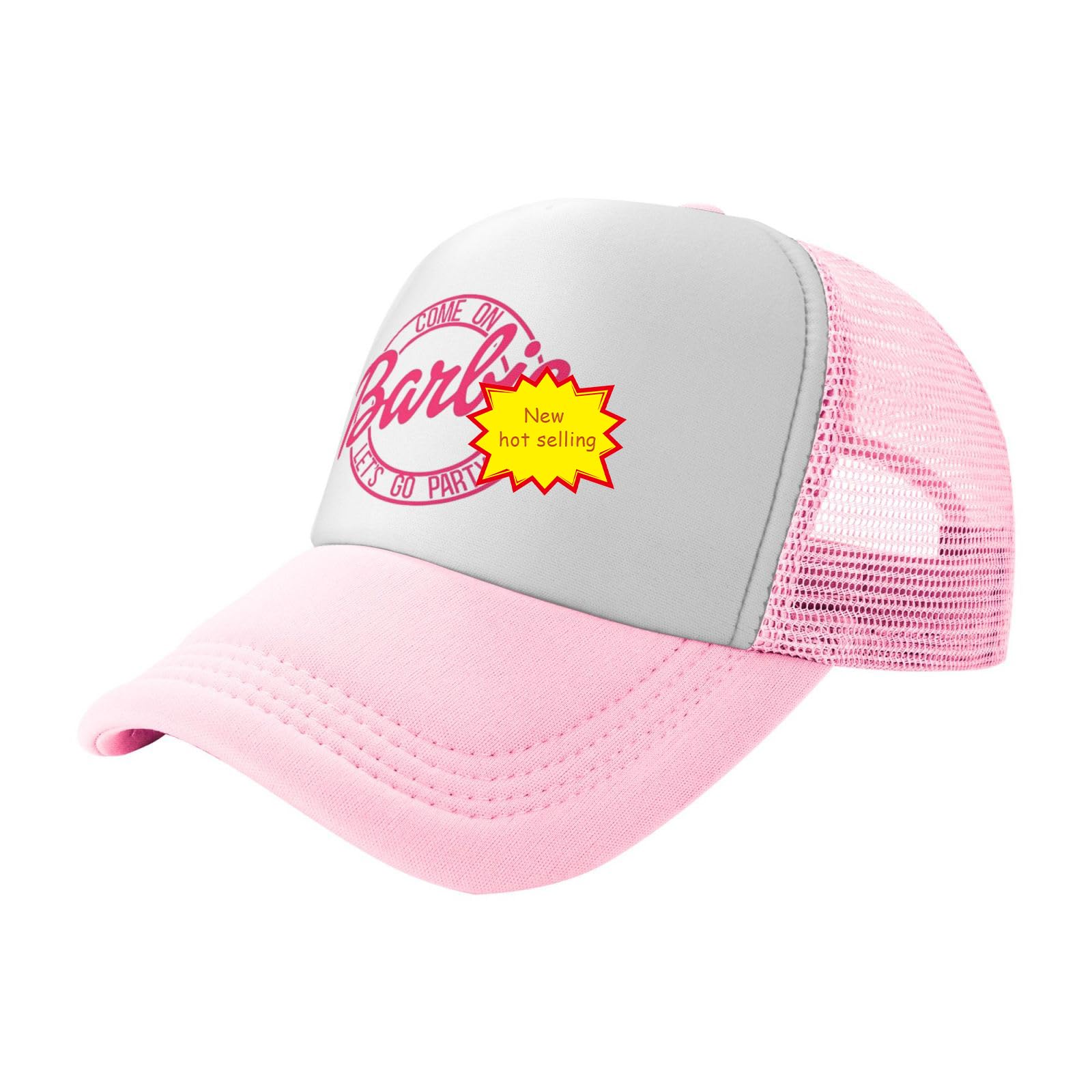 OEUVIGF Womens Trucker hat Let's Go Girls Flat Brim Baseball Mesh Cap Pink Dad Hat