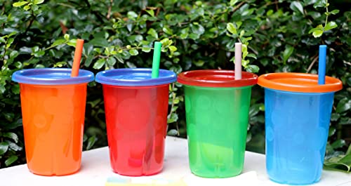 Tegion Thin Short Reusable Toddlers& Kids Silicone Straws for The First Years Take & Toss Spill Proof Straw Cup,10-14 oz Small Tumbler (Girls Color)