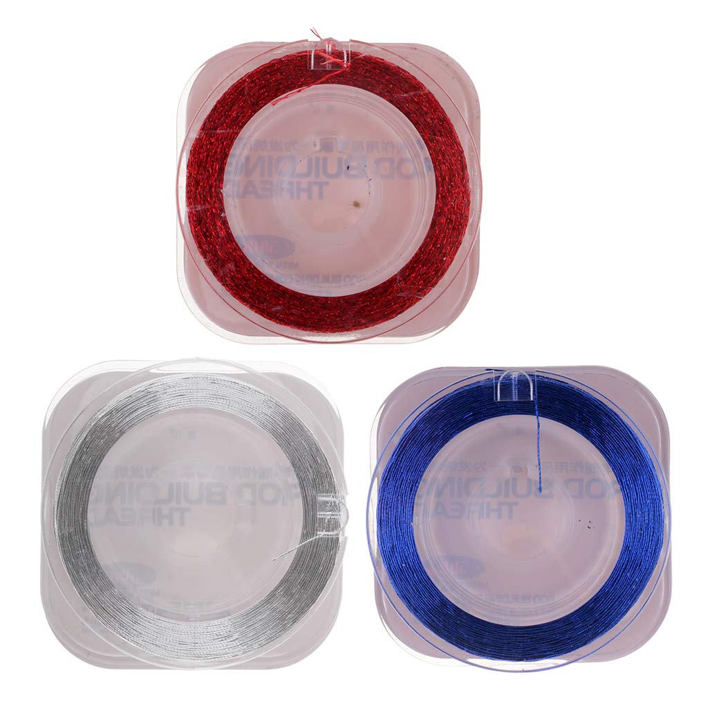 SM SunniMix 3pcs Fishing Rod Building Thread Rod Guides Rings Wrapping Thread Lines 55yards