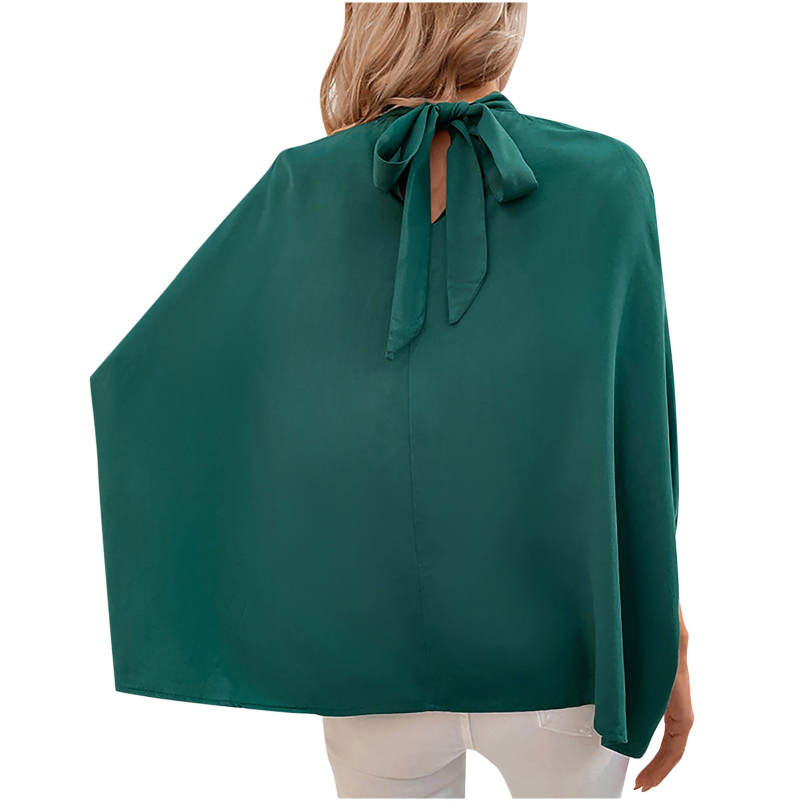 Women's Batwing Short Sleeve Summer Tops, Mock Neck Loose High Low Hem Casual Oversize Blouses Shirts Top, 2023 Spring Oversize Blouses Cape Shirt Chiffon Blouse