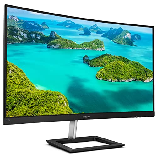 PHILIPS 325E1C 32" Surper-Curved Frameless Monitor, Quad HD 2K, 123% sRGB, 75Hz FreeSync, VESA, 4Yr Advance Replacement Warranty, Black/Silver