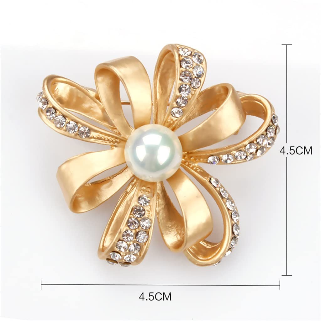 WSJIE Hot Gold Silver Rose Flower Brooch Pin Ribbon Shape Shawl Scarf Buckle Pin (Color : A, Size