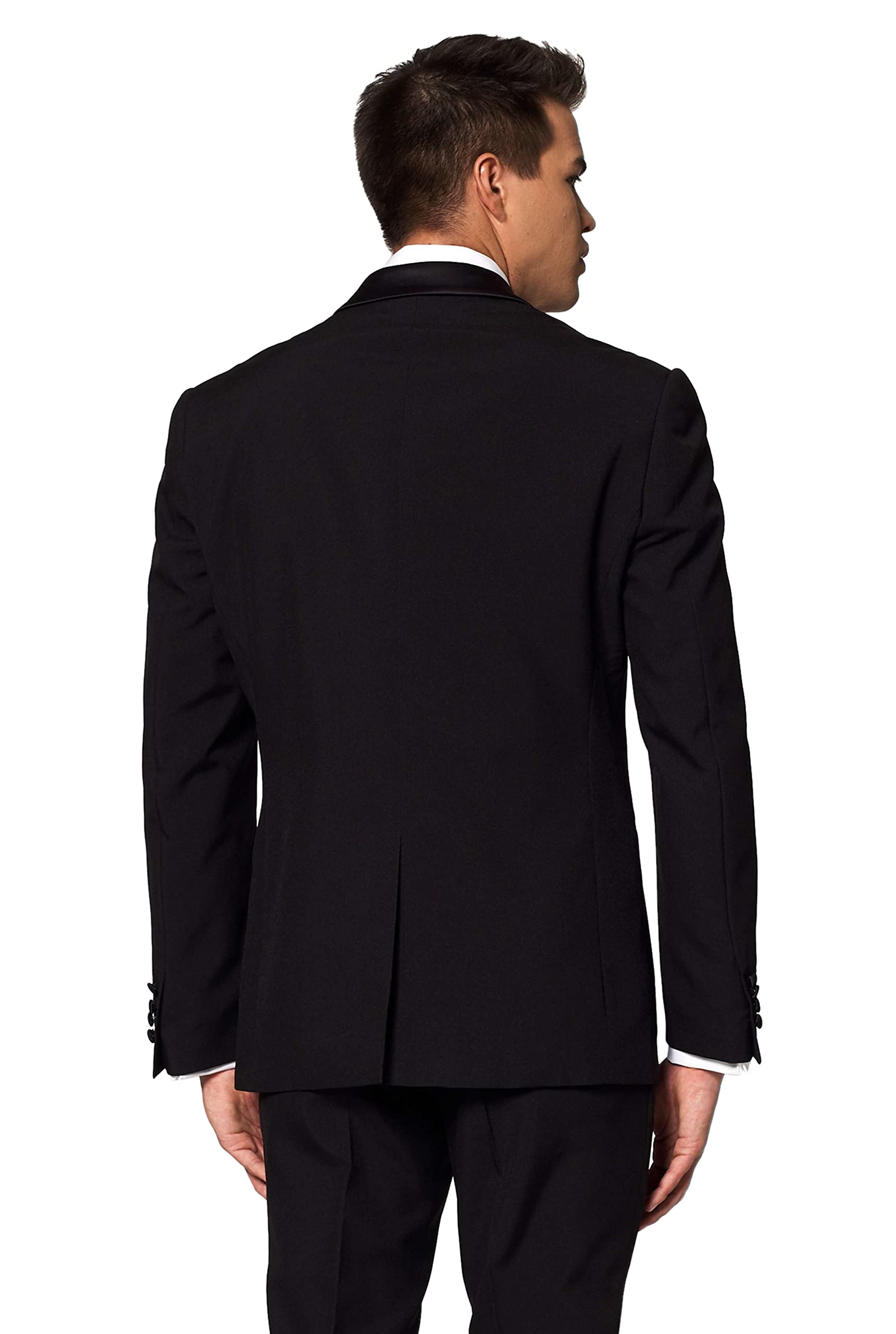Opposuits Men's Formal Outfit - Premium Tuxedo Suit - Slim Fit - Black - includes Blazer, Pants and Bow Tie