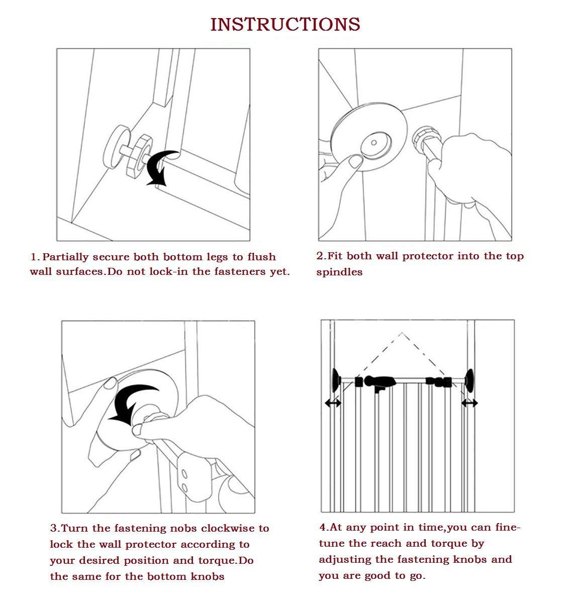 Pressure Mounted Baby Gates Threaded Spindle Rods,4Pcs Spindle Screw Mounted Bolts Kit for Stair Gates Dog Gate