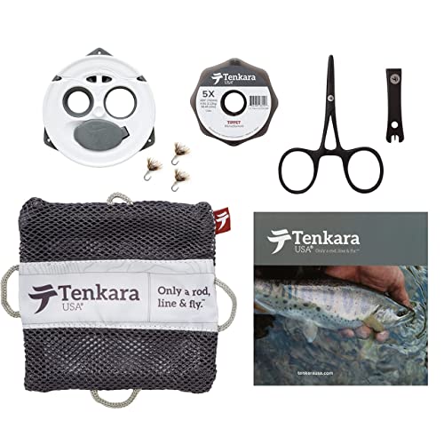 Tenkara USA Fly Fishing (Complete Set: HANE™ Rod + Starter Kit) | Super Compact, All-Around, Small Stream, Tight Waters - Carbon Fiber, Lightweight, Telescopic.