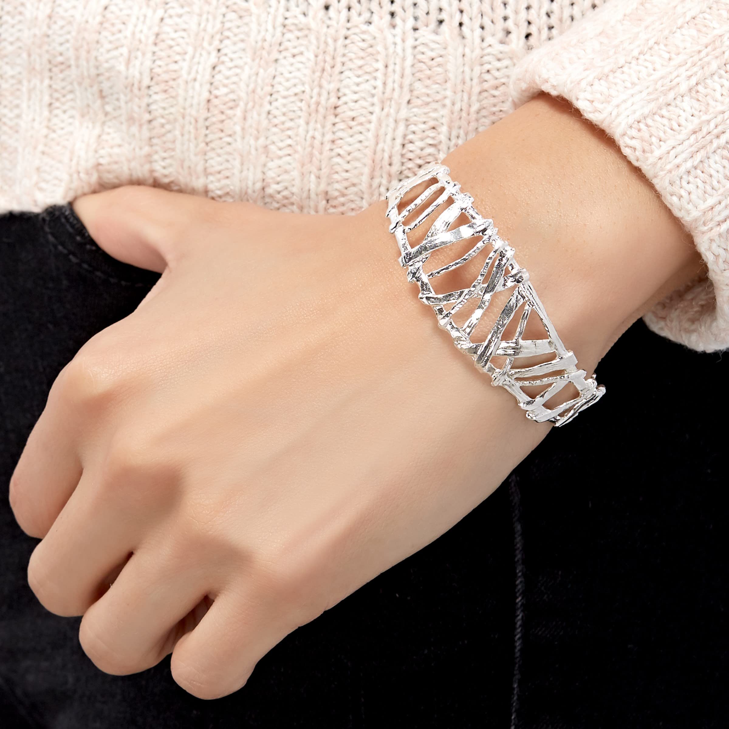 Silpada 'Heart of the Matter' Heart Cuff Bracelet in Sterling Silver & 14K Gold Plating, 7"