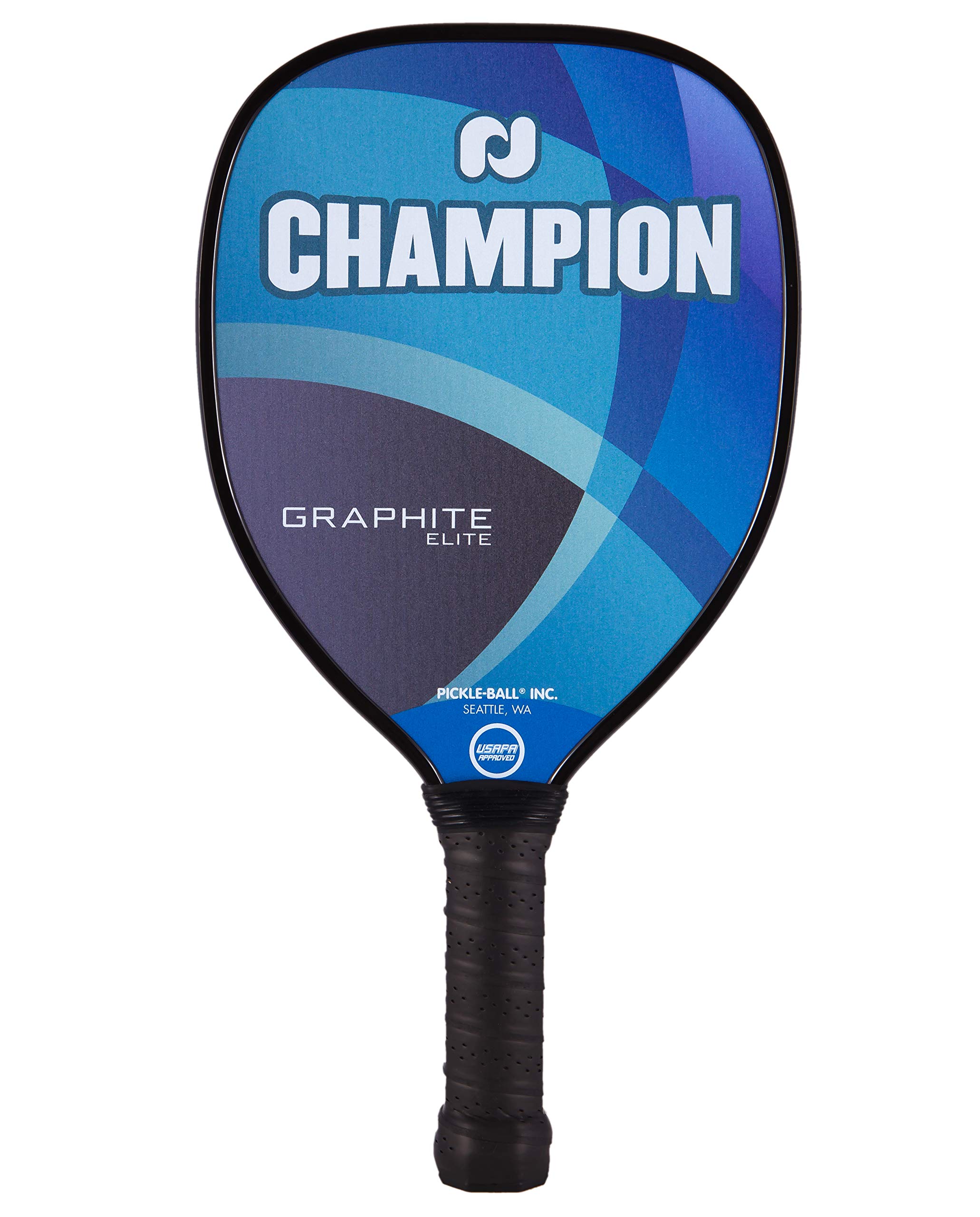 Pickleball, Inc. Champion Graphite Elite Pickleball Paddle | Elite Teardrop Speed & Reaction Shape | Standard Grip | Polymer Honeycomb Core and Graphite Face | Blue