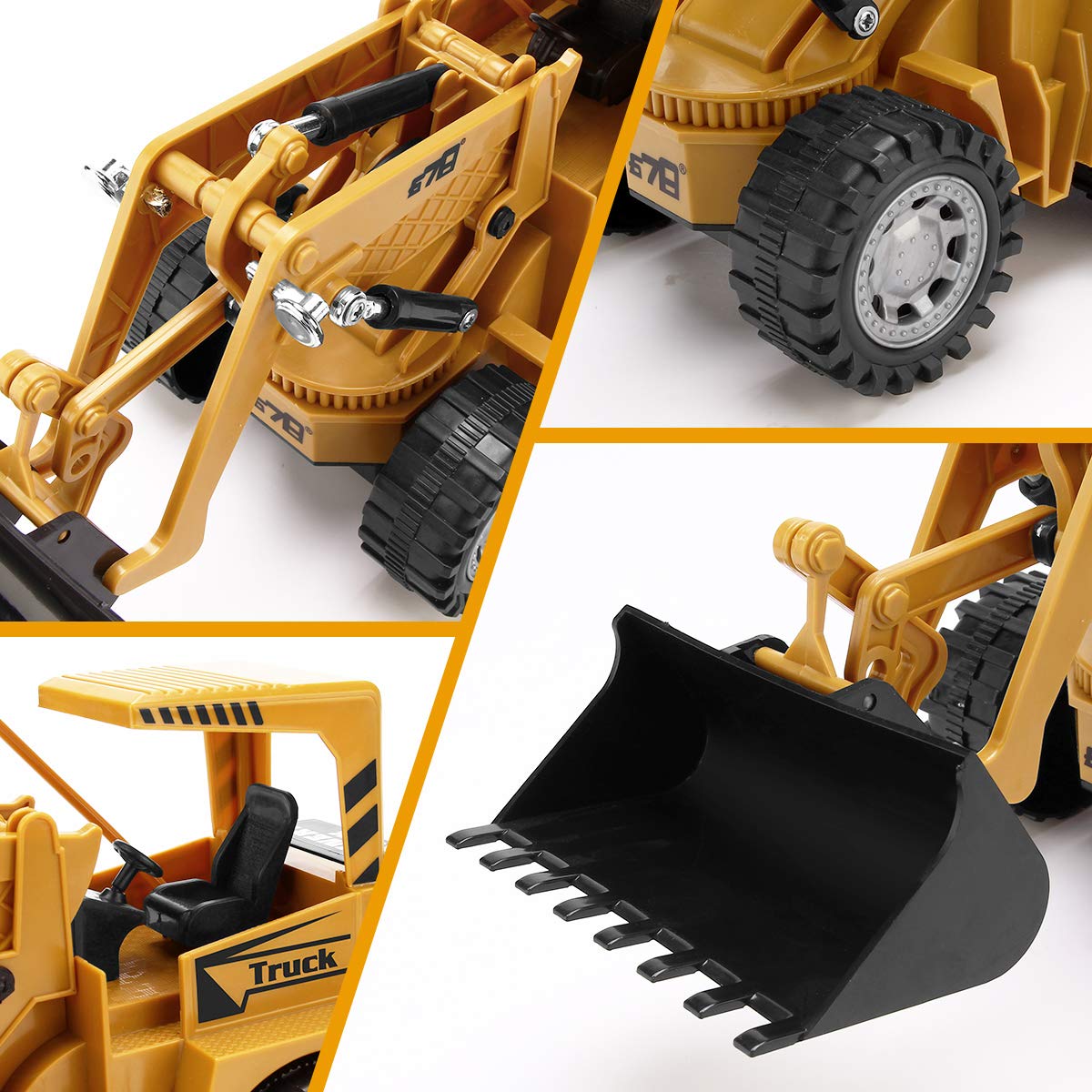 Remote Control Construction Toy - RC Bulldozer 1/24 Front Loader RC Tractor, Vehicles with 2 Rechargeable Batteries, Pretend Construction Playset, Toys for 3, 4, 5, 6 Years Old Boys Girls Kids Gift