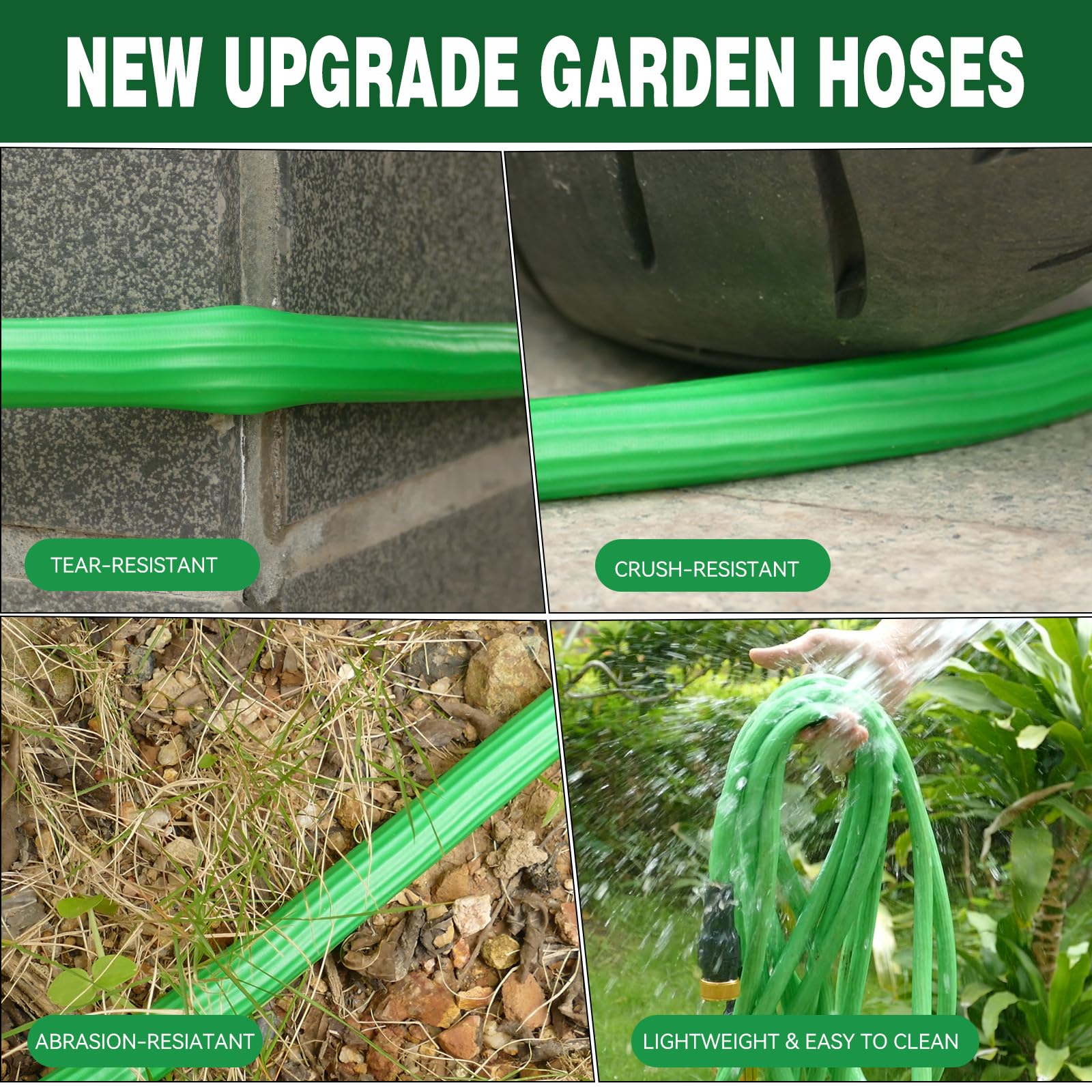 SHEMKAR 100FT Expandable Garden Hose,Flexible Lightweight Water Hose with 3/4" Solid Brass Fittings,Leak-Proof Durable Retractable Hose,No-Kink Collapsible Outdoor Water Pipe for Watering Washing