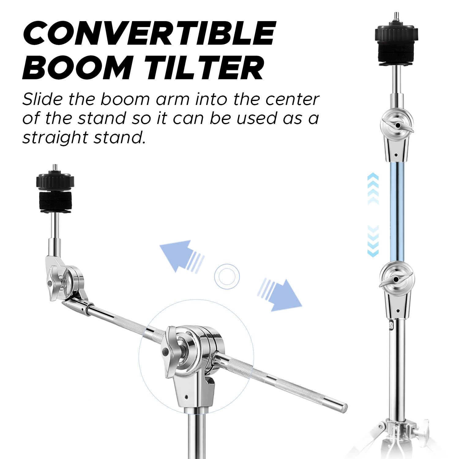 Starfavor Boom Cymbal Stand Single Braced with Non-Slip Rubber Feet and Memory Lock Limiter, Adjustable Height 22"-49" (ST 700)