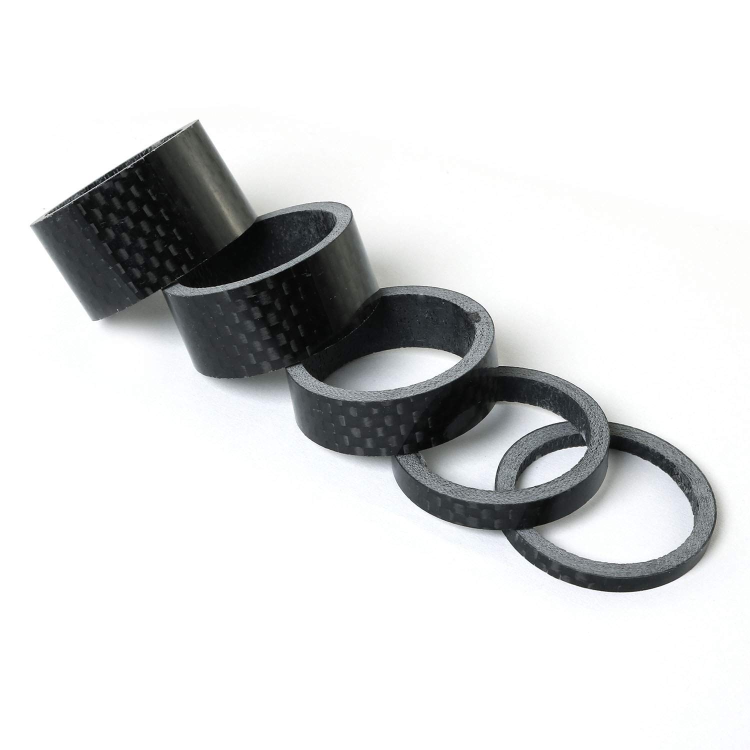 RLECS 5pcs 3K Carbon Fiber Bike Fork Washer Stem Spacers Set 3mm 5mm 10mm 15mm 20mm Bicycle Headset Washer