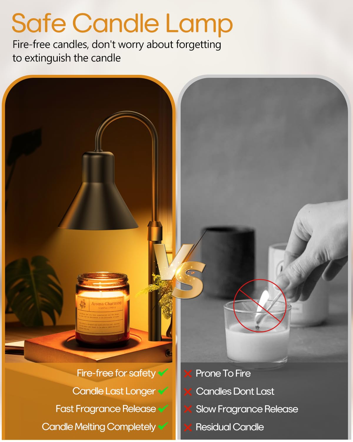 PRIORARE Candle Warmer Lamp with 2 x 50W Bulbs, 4-Gear Dimmer Electric Candle Warmer Oak Base, 2H/4H/8H Timer Candle Lamp, Scented Jar Candles Heater