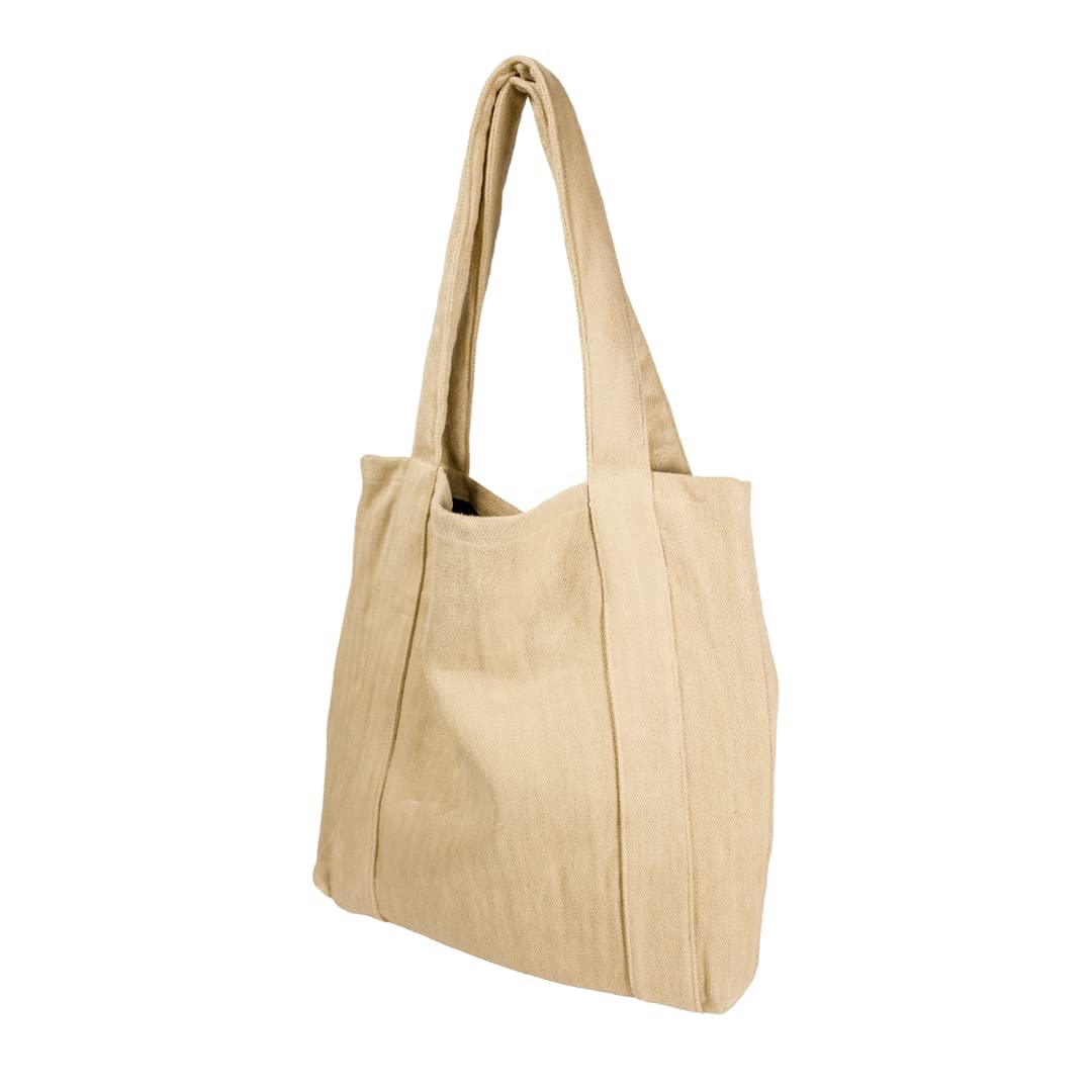 Urbane Luggage 100% Hemp Tote Bag - Padded Shoulder Straps, Keyring Hook (WarmSand)