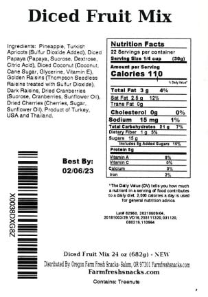 Oregon Farm Fresh Snacks Dried Fruit Mix β 24oz Healthy Snacks - Fresh and Natural Fruit Trail Mix β Mixed Fruit Snacks for Adults and Kids β Ideal for Breakfast, Cakes, Snacks