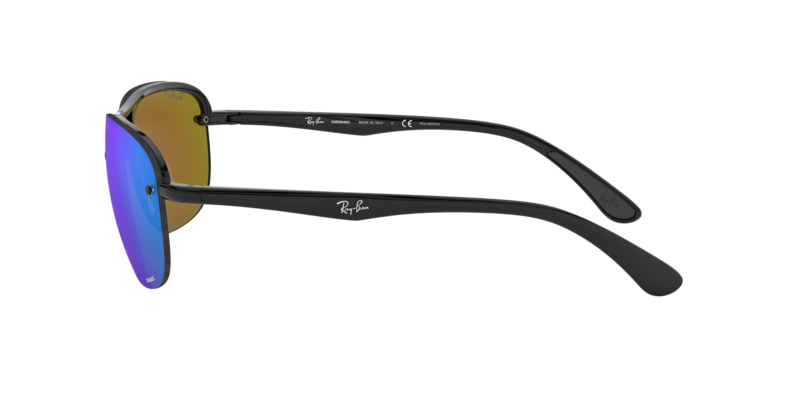 Ray-Ban Men's RB4275CH Chromance Square Sunglasses, Black/Polarized Green Mirrored Blue, 63 mm