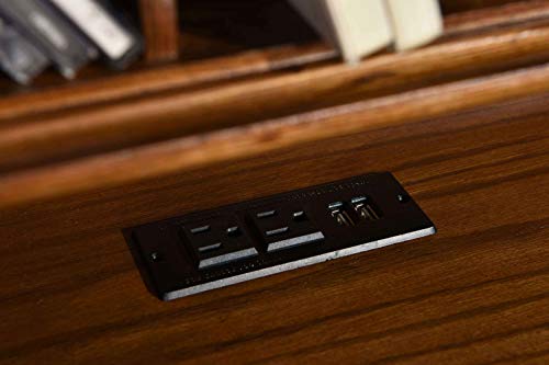 Roll Top Desk Solid Oak Wood - Executive Oak Desk 54"x24"x45" Home Office Secretary Organizer Roll Hutch Top Easy Assembly Quality Crafted Construction Locking File Drawers Dovetailed